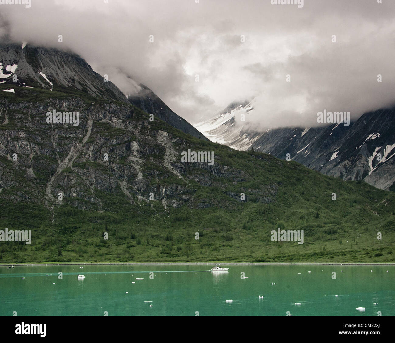 July 3, 2012 - Glacier Bay, Alaska, US - A sightseeing cabin cruiser ...