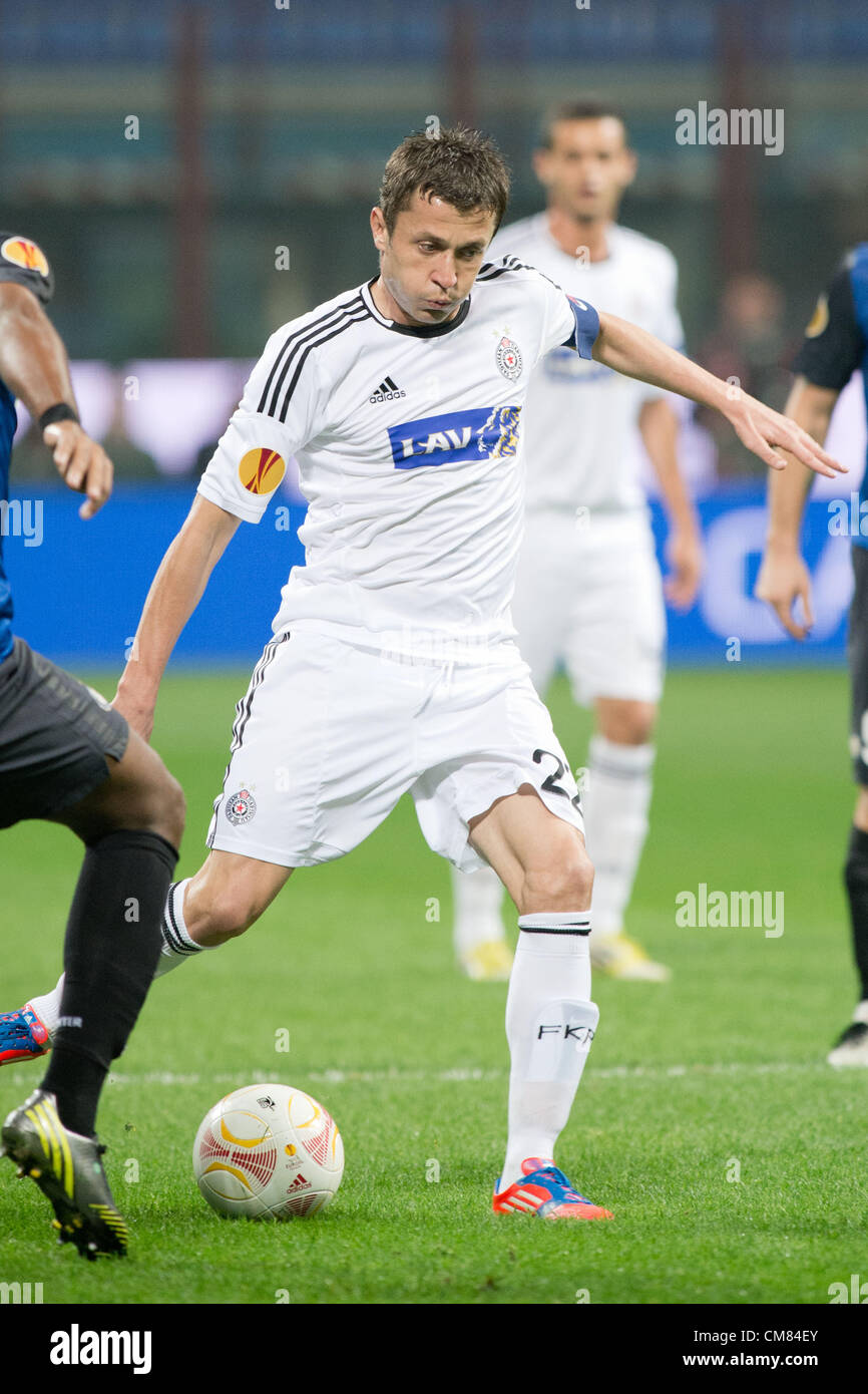 Milan, Italy. Sasa Ilic (Partizan), OCTOBER 25, 2012 - Football ...