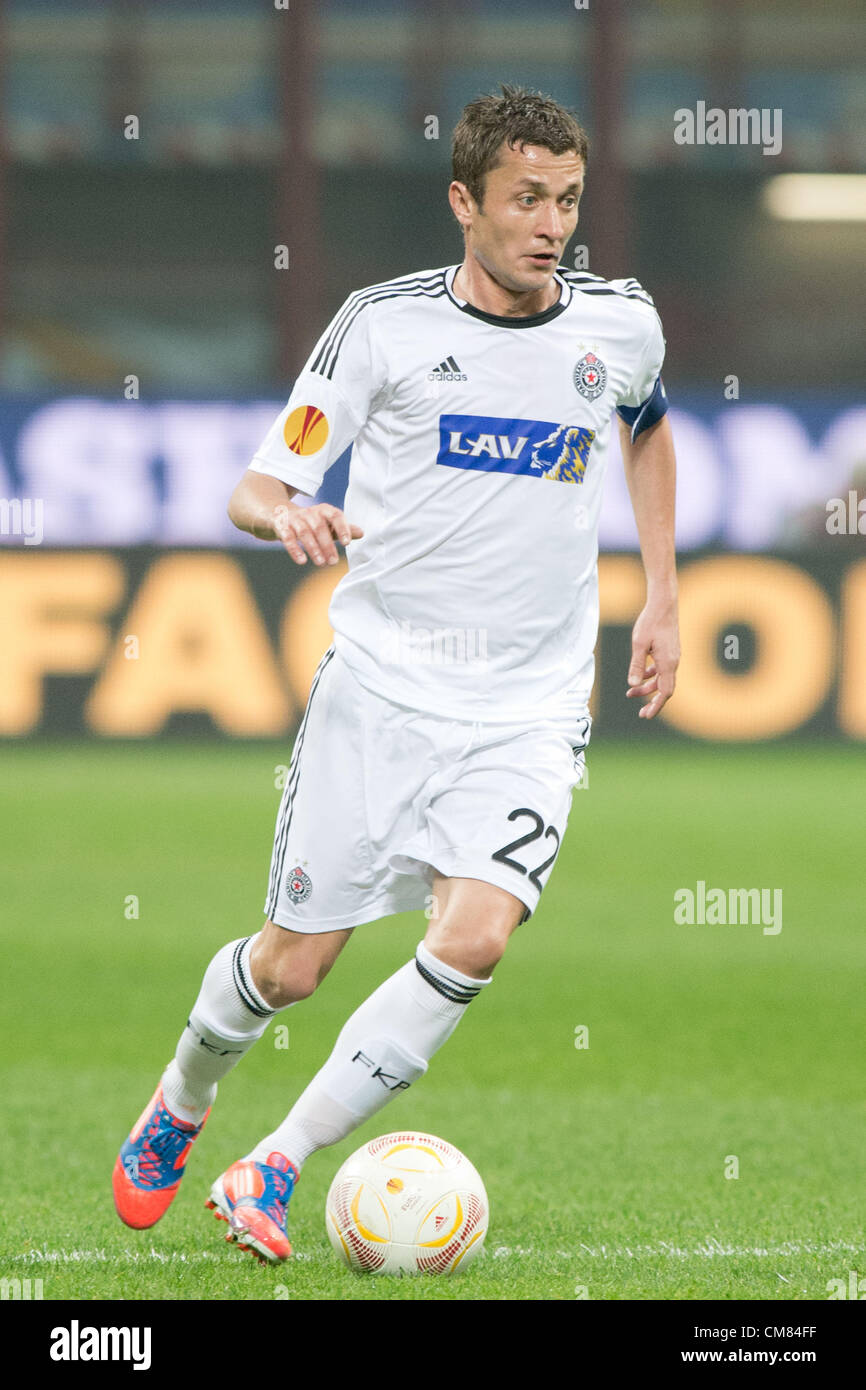 Milan, Italy. Sasa Ilic (Partizan), OCTOBER 25, 2012 - Football ...