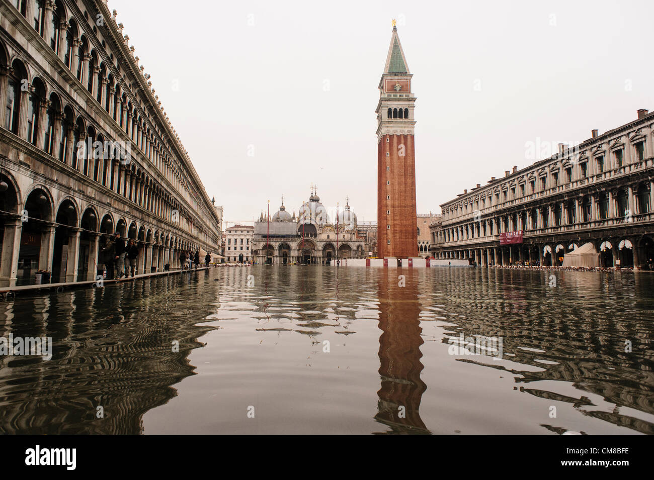 A general view of St. Mark's Square flooded during the high tide 'acqua ...