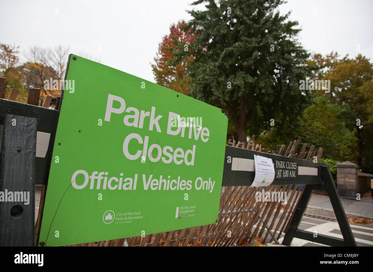 Central Park has been closed Sunday oct 28 prior to hurricane Sandy ...