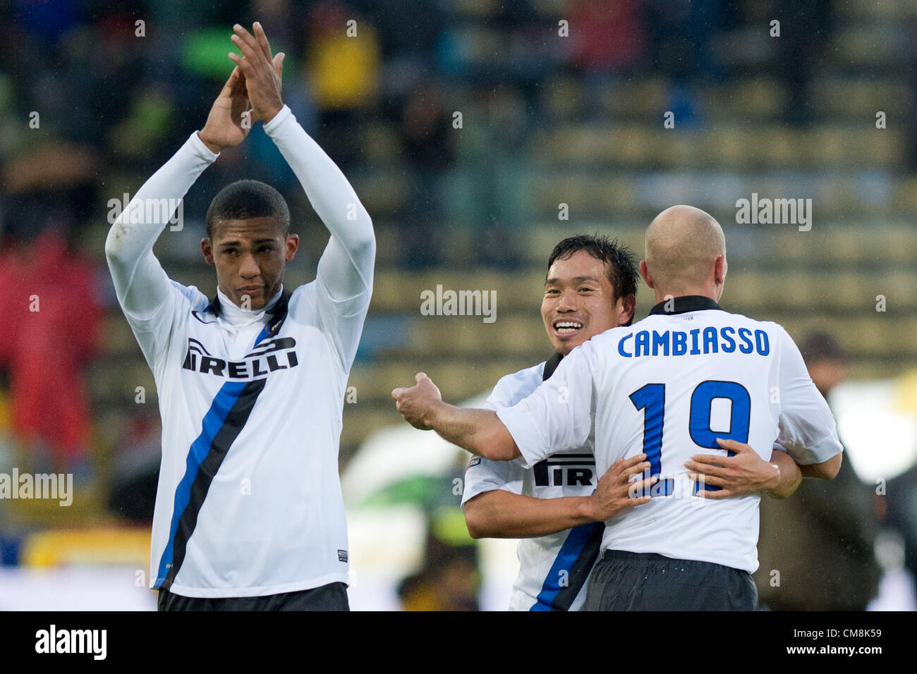 (L-R) Juan Jesus, Yuto Nagatomo, Esteban Cambiasso (Inter), OCTOBER 28 ...