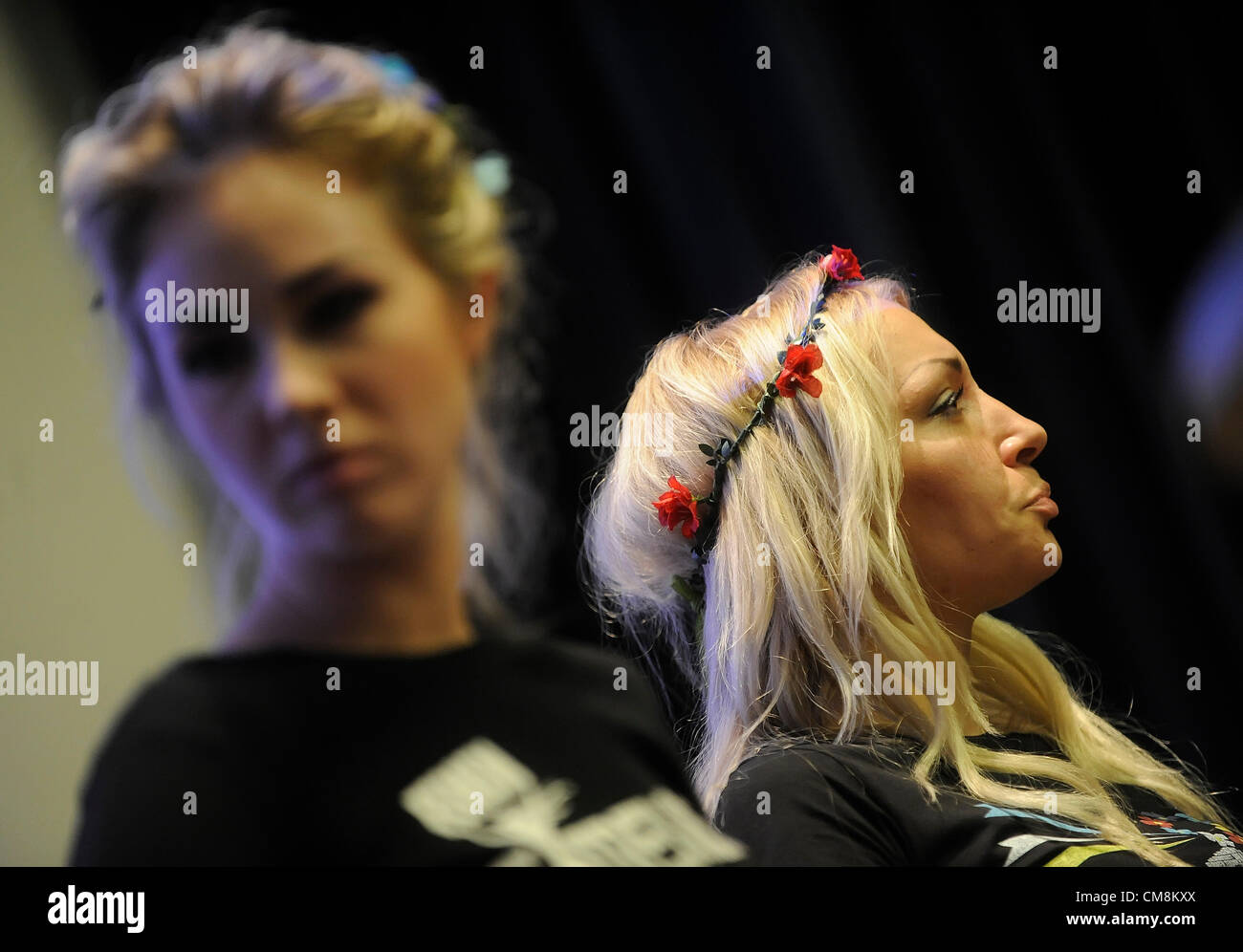 Activists of the Ukrainian movement Femen, from left: Alexandra ...
