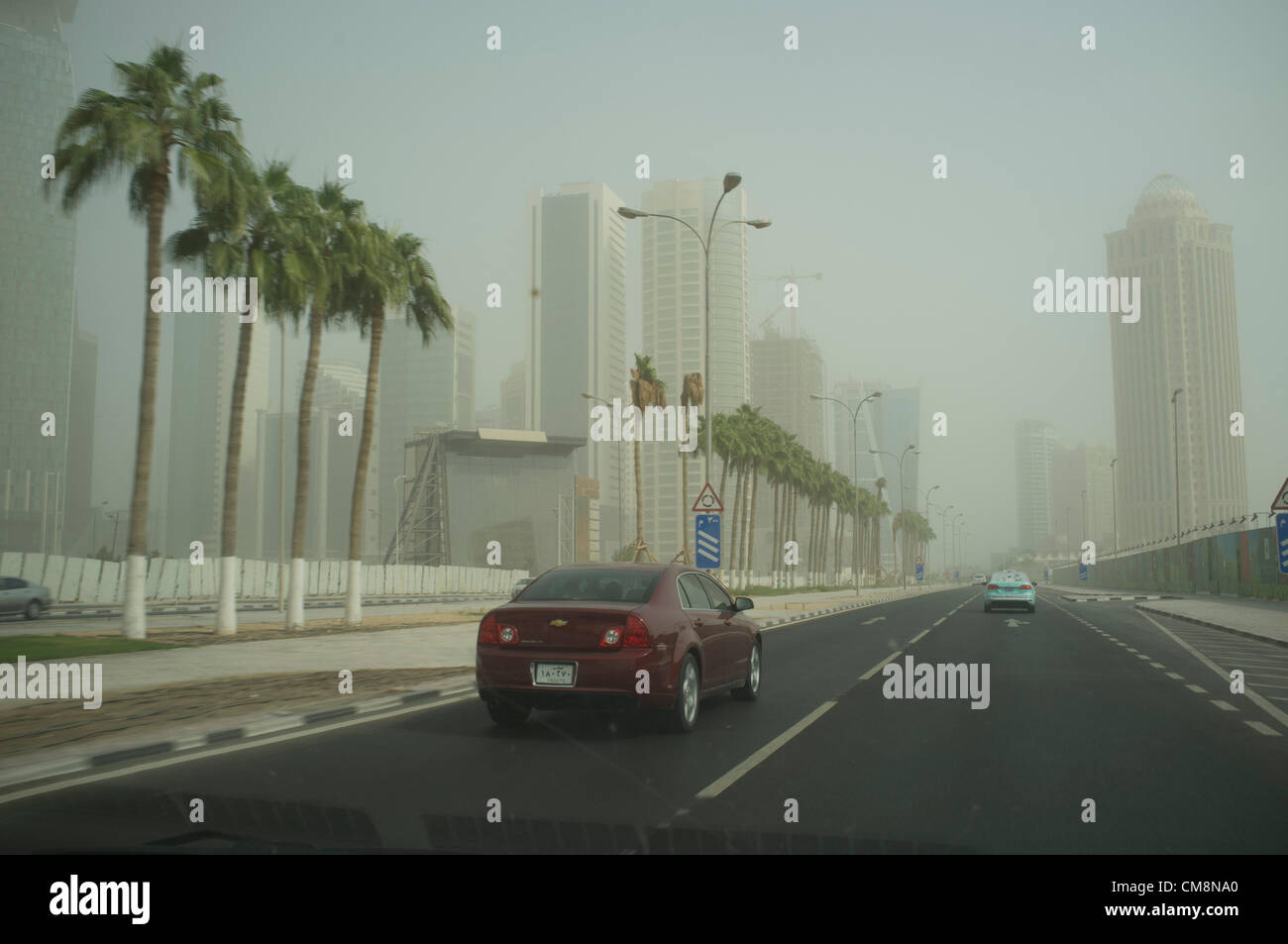 29th October 2012. Doha Qatar. A Sandstorm hits Doha the Capital of the ...