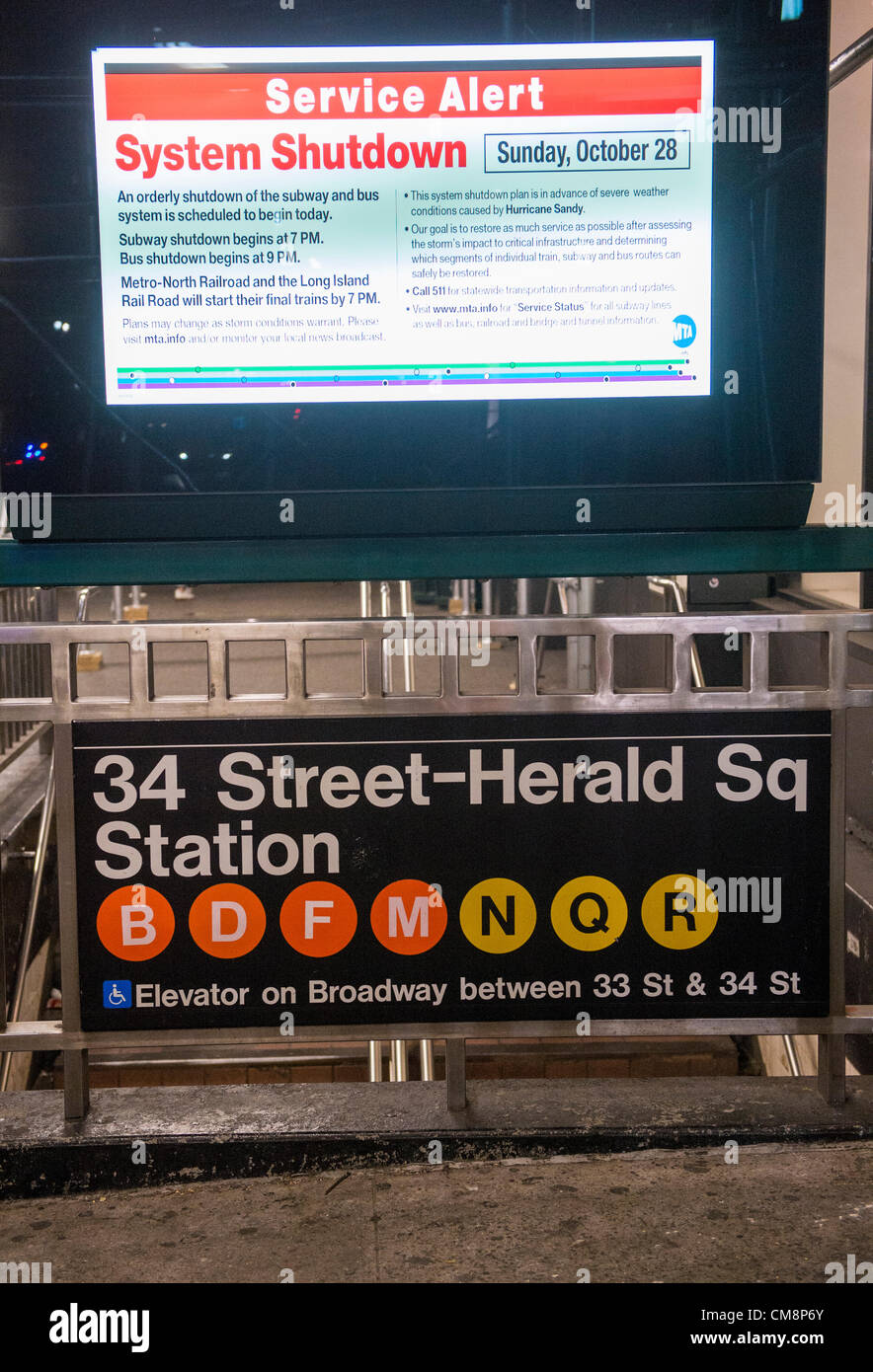 NEW YORK - OCT 28 : All subway system in New York closed due to the ...
