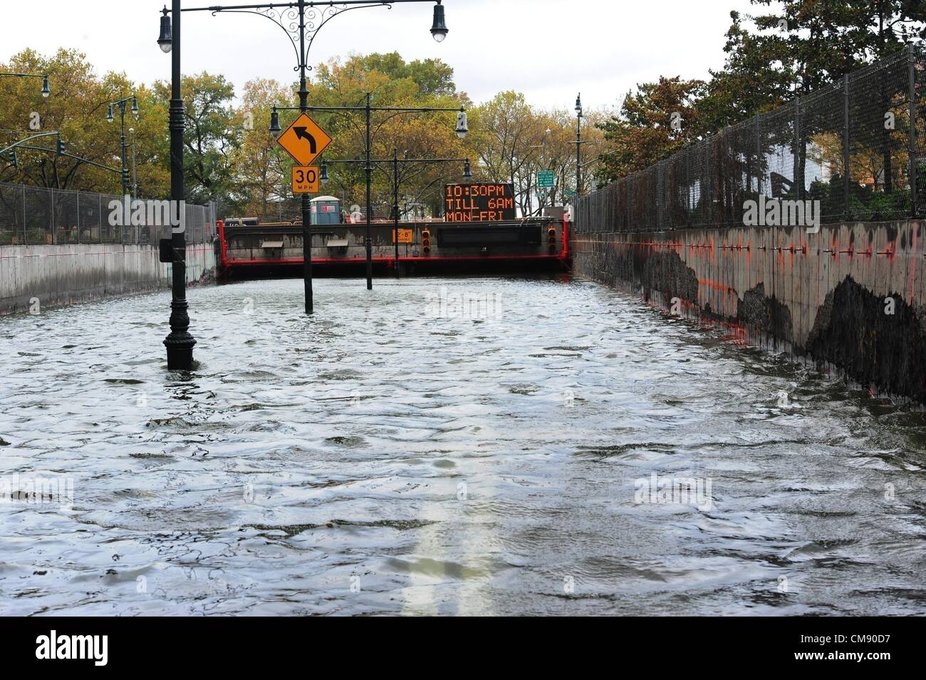 Oct. 30, 2012 - Manhattan, New York, U.S. - Flooded Battery Park ...