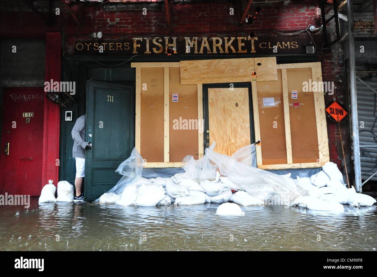 Oct. 30, 2012 - Manhattan, New York, U.S. - Flooded store fronts on ...