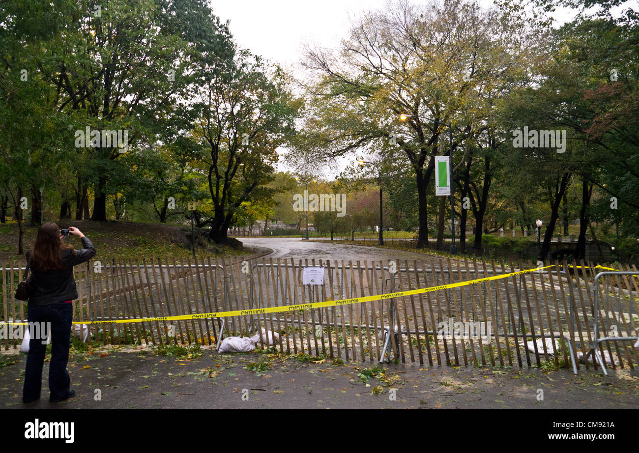 NEW YORK - OCTOBER 30: 2012 Devastation visible in Central Park one day ...