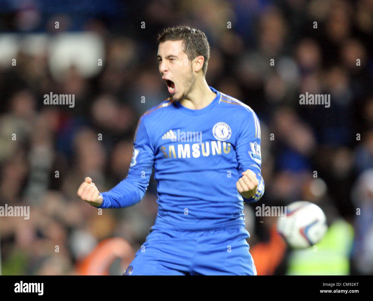 31.10.2012.London, England. Hazard of Chelsea celebrates his goal from ...