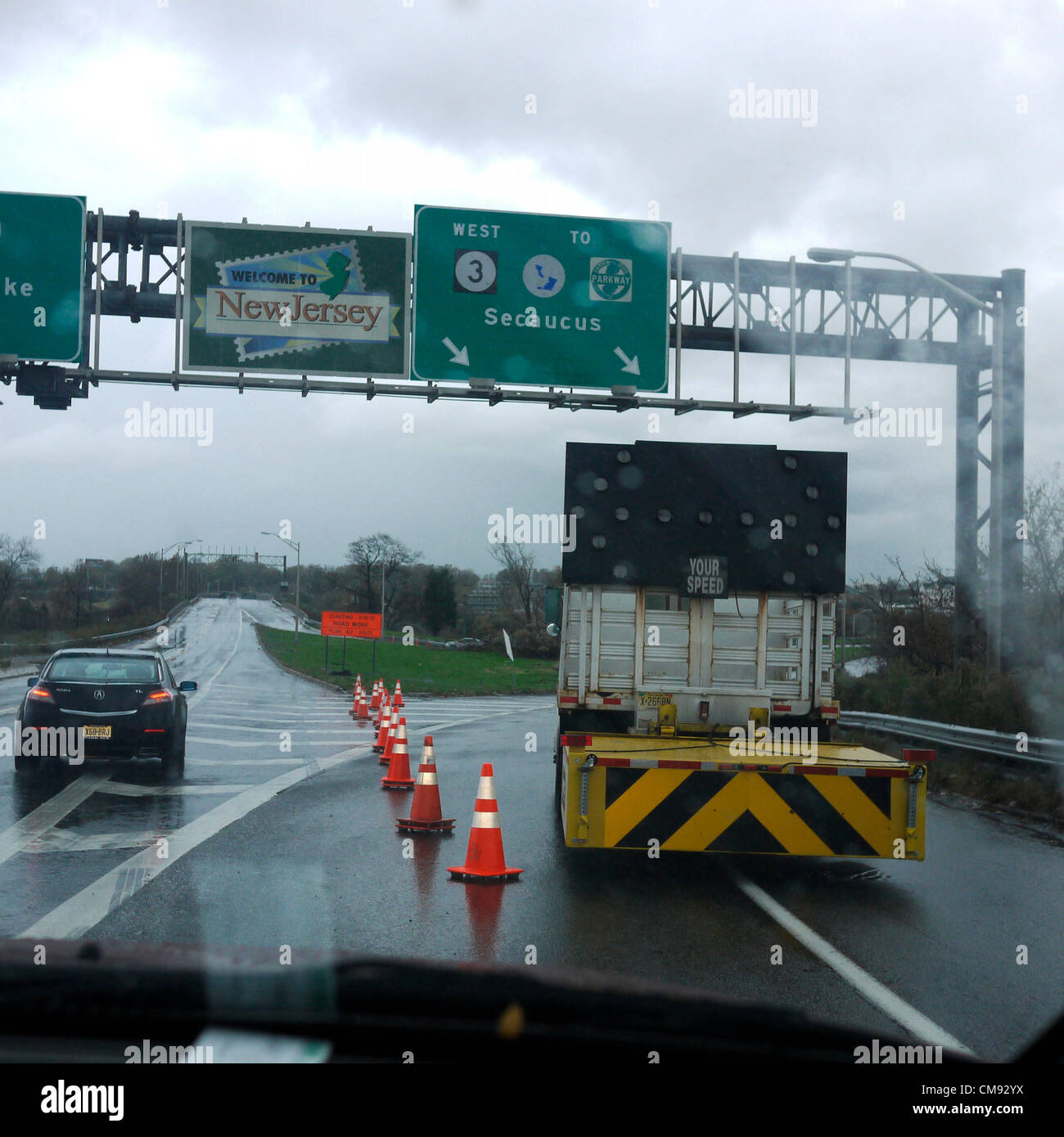 Oct. 30, 2012 - New York, New York, U.S. - New Jersey highway exit ...