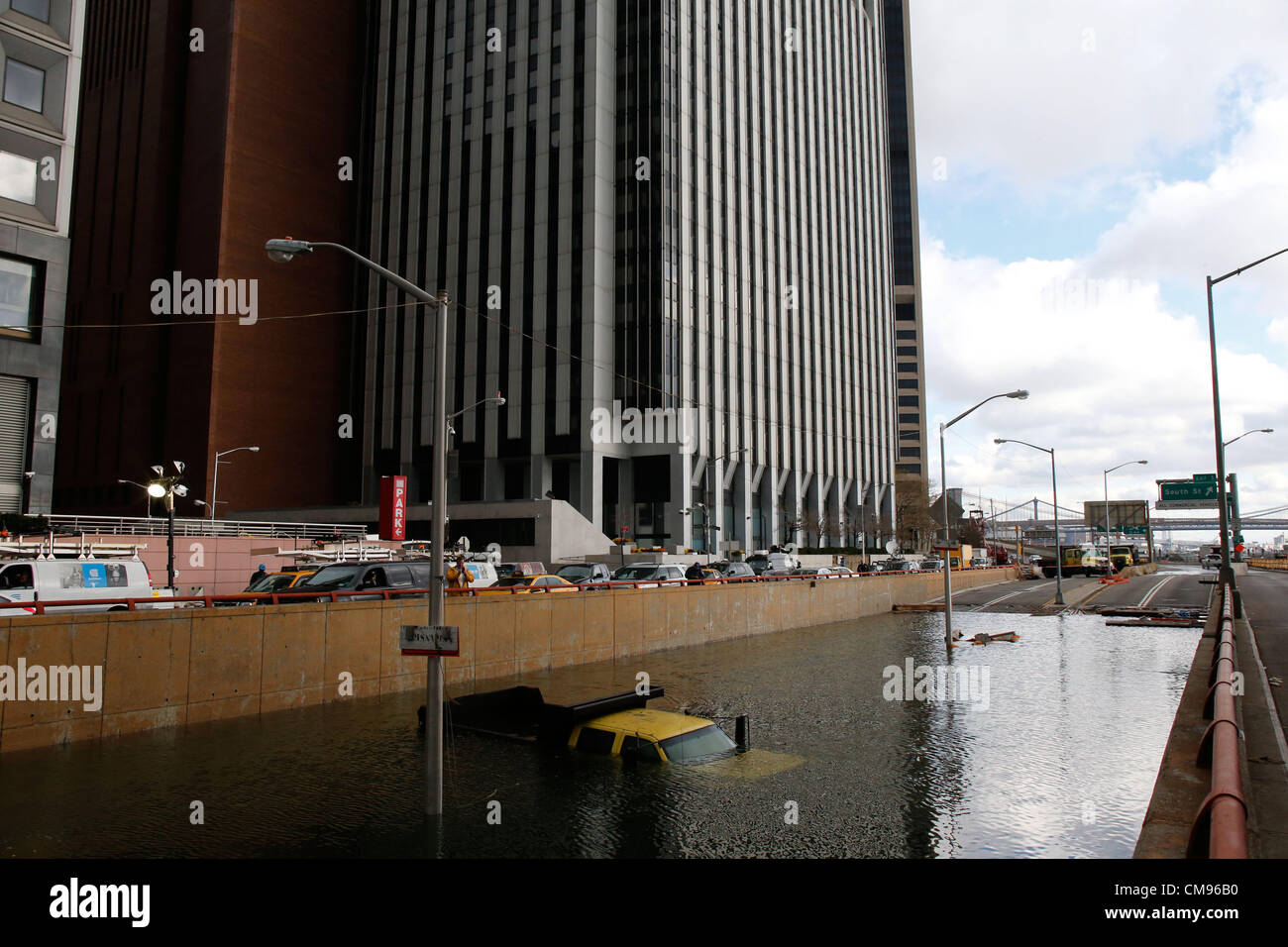 October,31st, New York, NY, USA : The Battery Park Underpass is flooded ...