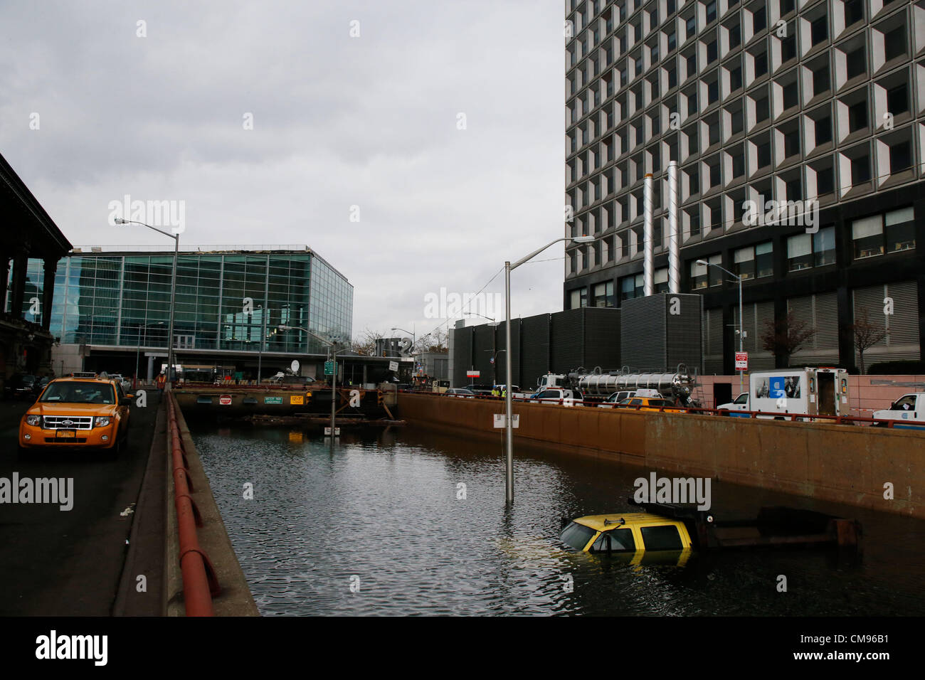 October,31st, New York, NY, USA : The Battery Park Underpass is flooded ...
