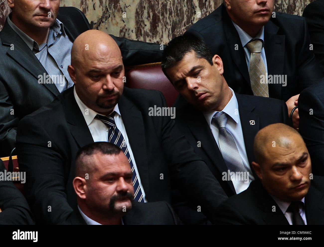 June 28, 2012 - Athens, Greece - Fascist members of the Golden Dawn ...