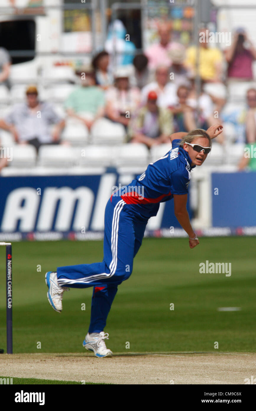 28.06.12 Chelmsford, ENGLAND: Laura Marsh of England bowling during ...