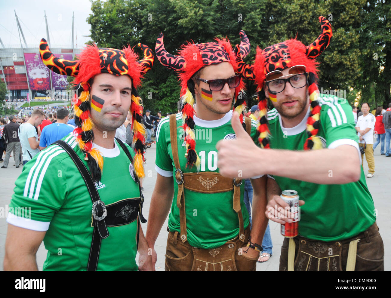 28.06.2012, Warsaw, Poland. Football fans in front of National Stadium ...