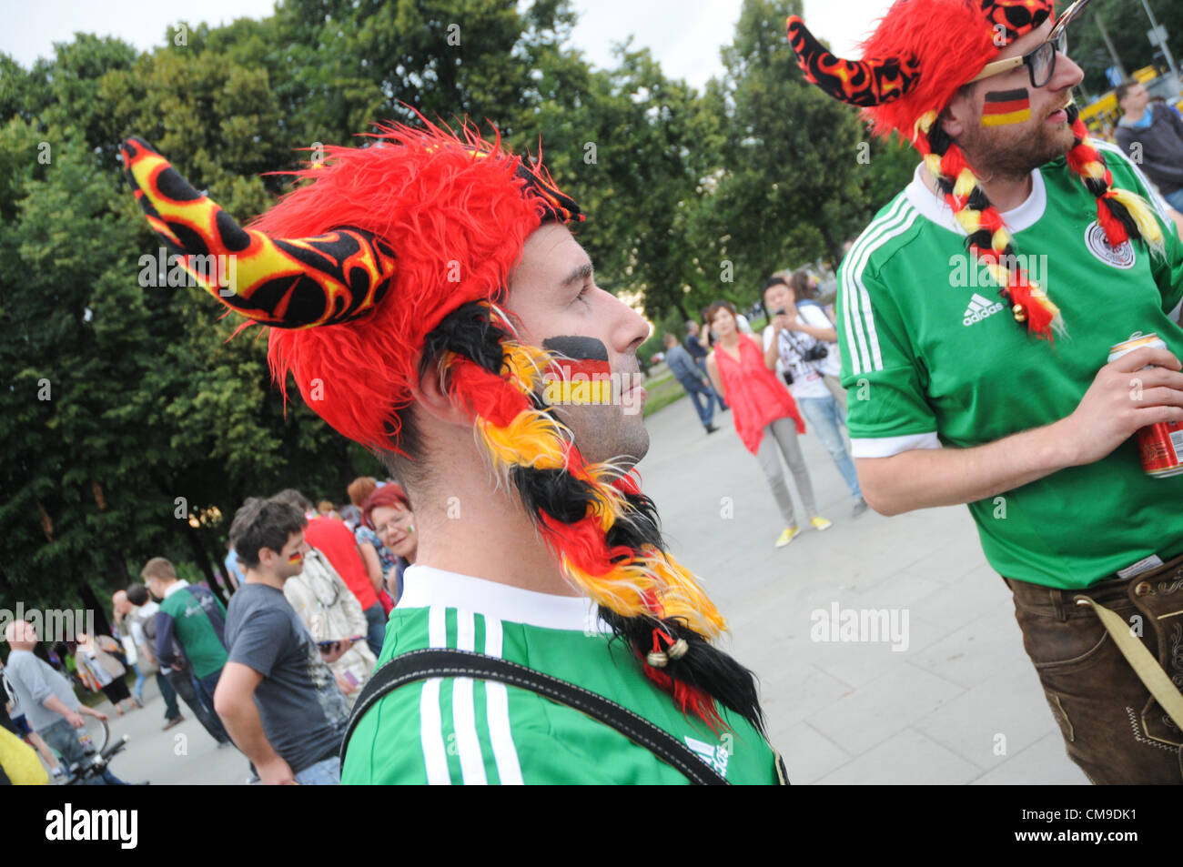 28.06.2012, Warsaw, Poland. Football fans in front of National Stadium ...