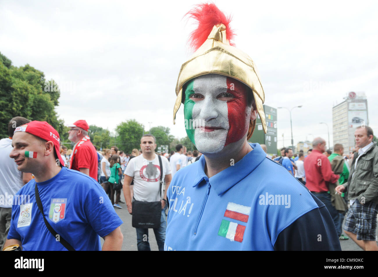 28.06.2012, Warsaw, Poland. Football fans in front of National Stadium ...