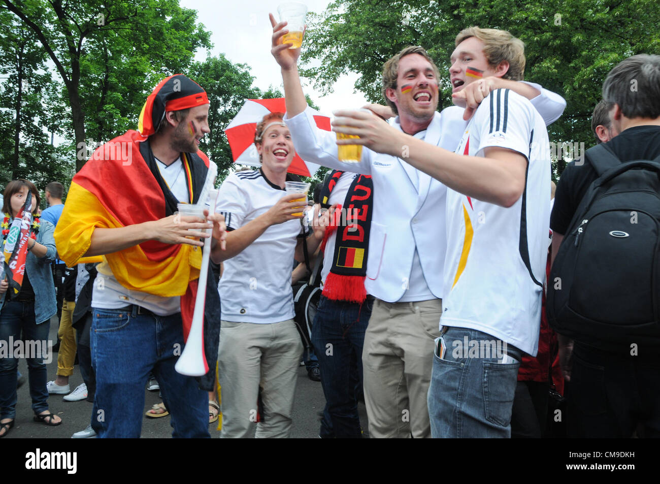 28.06.2012, Warsaw, Poland. Football fans in front of National Stadium ...