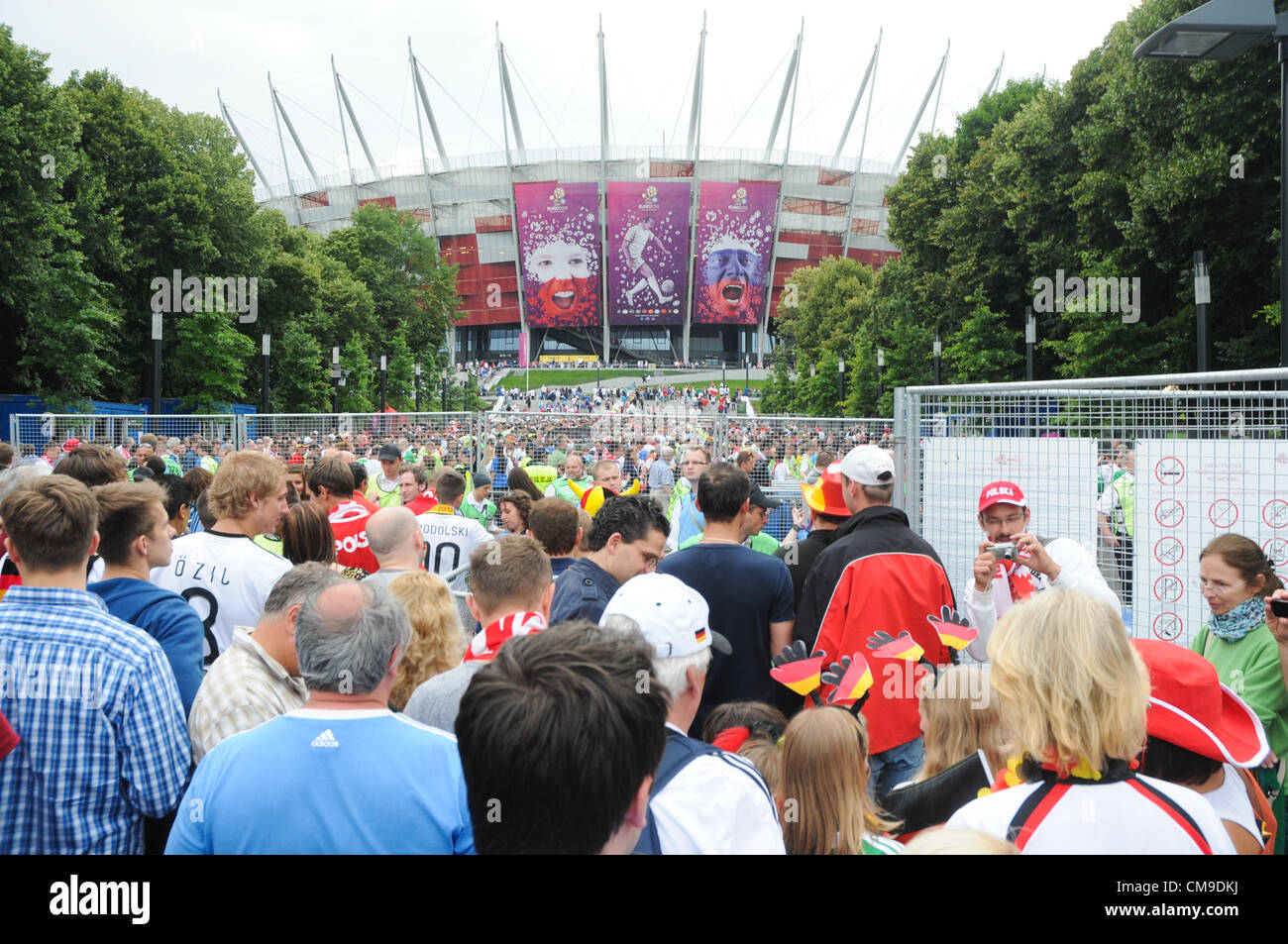 28.06.2012, Warsaw, Poland. Football fans in front of National Stadium ...