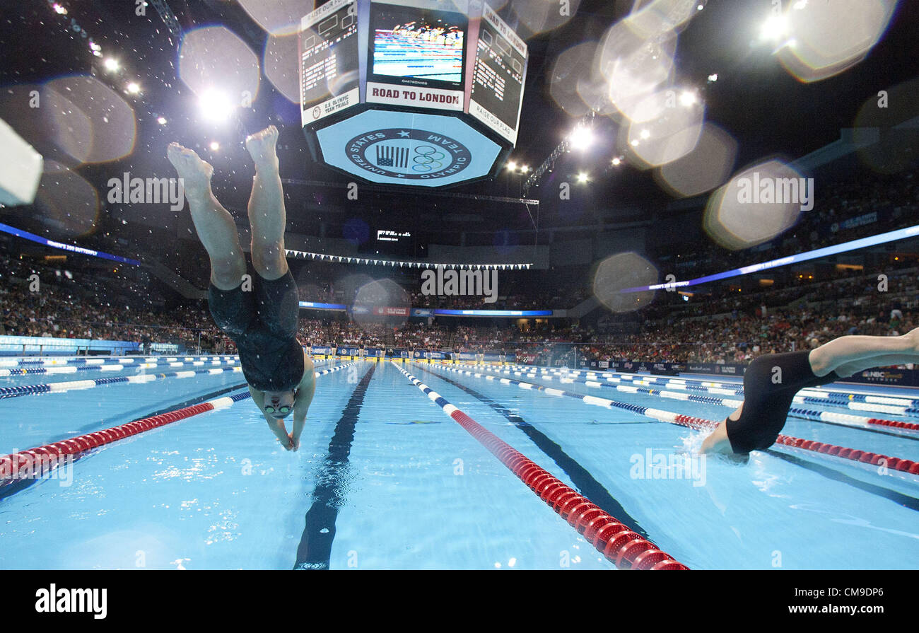 June 28, 2012 - Omaha, Nebraska, USA - Swimmers dive for the 200 meter ...