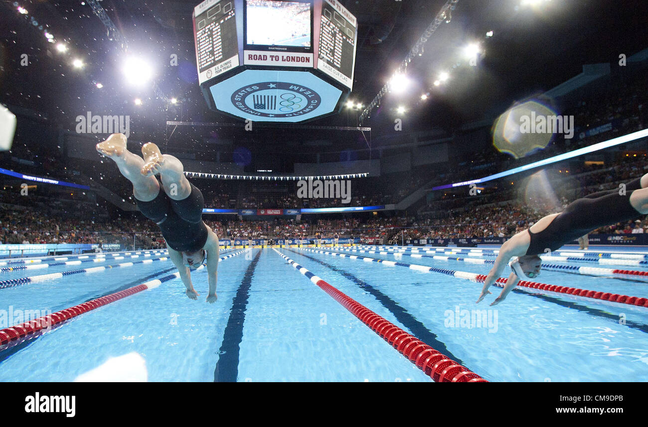 June 28, 2012 - Omaha, Nebraska, USA - Swimmers dive for the 200 meter ...