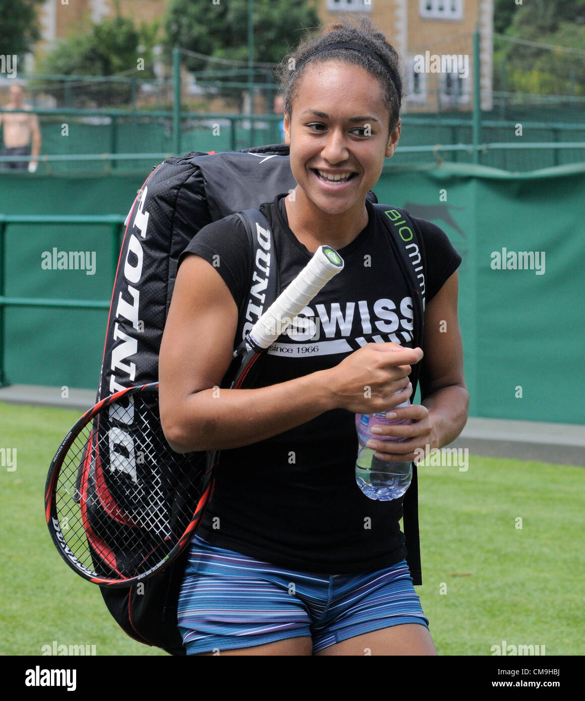 Heather Watson leaves training, Wimbledon, LONDON, 29.06.12 Stock Photo ...