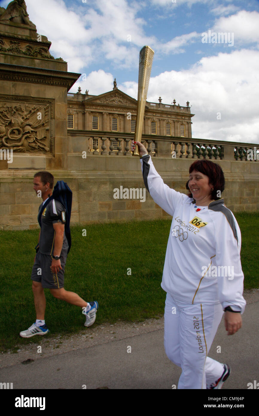 Derbyshire, UK. Friday 29th June 2012. Olympic Torch Bearer, Helen ...