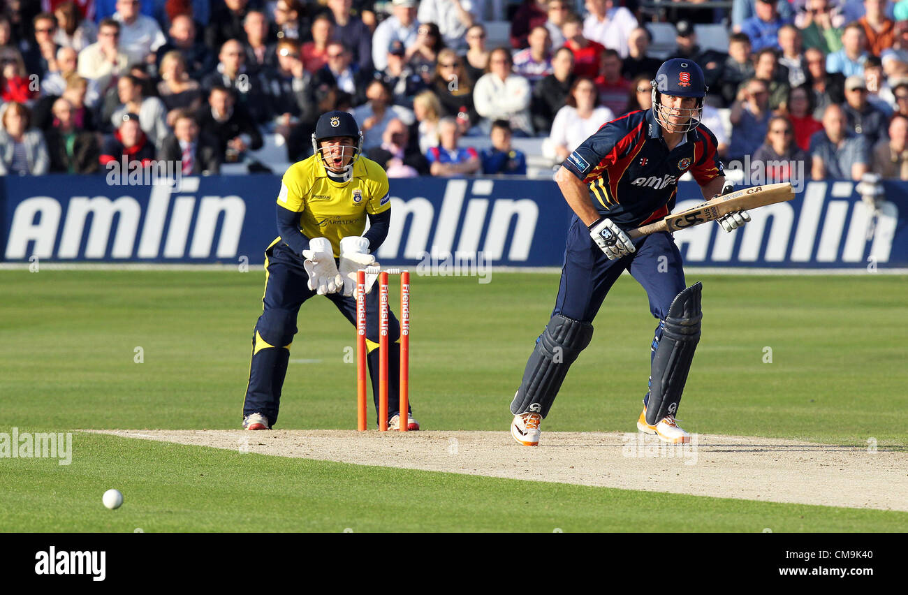 29.06.2012 Chelmsford, Essex. James Franklin watches the ball to the ...