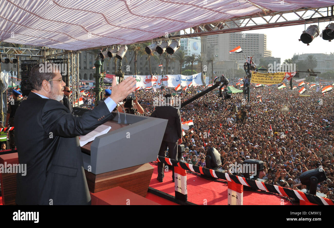 29 June 2012 -- Cairo, Egypt -- Egyptian President elect Mohamed Mursi ...