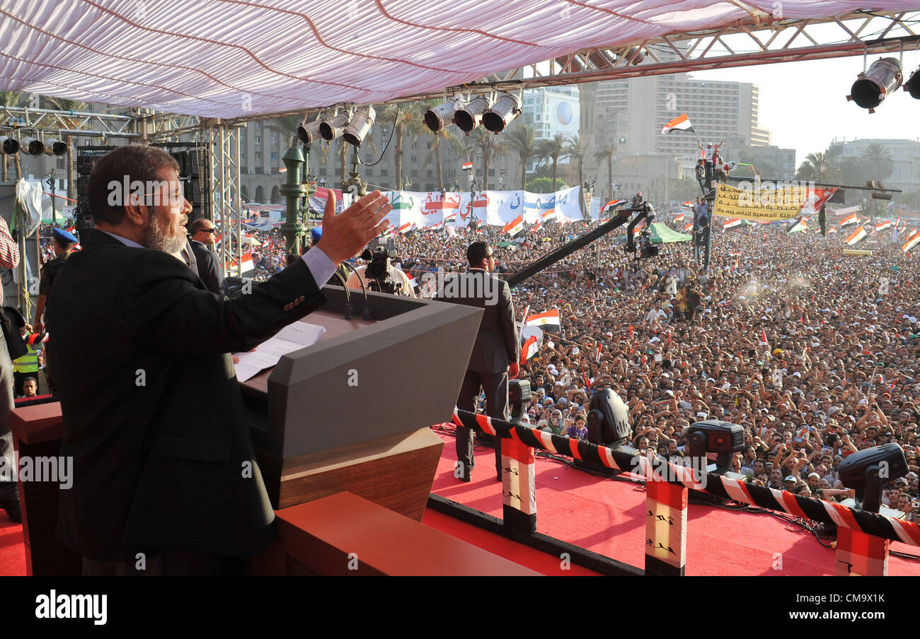 29 June 2012 -- Cairo, Egypt -- Egyptian President elect Mohamed Mursi ...