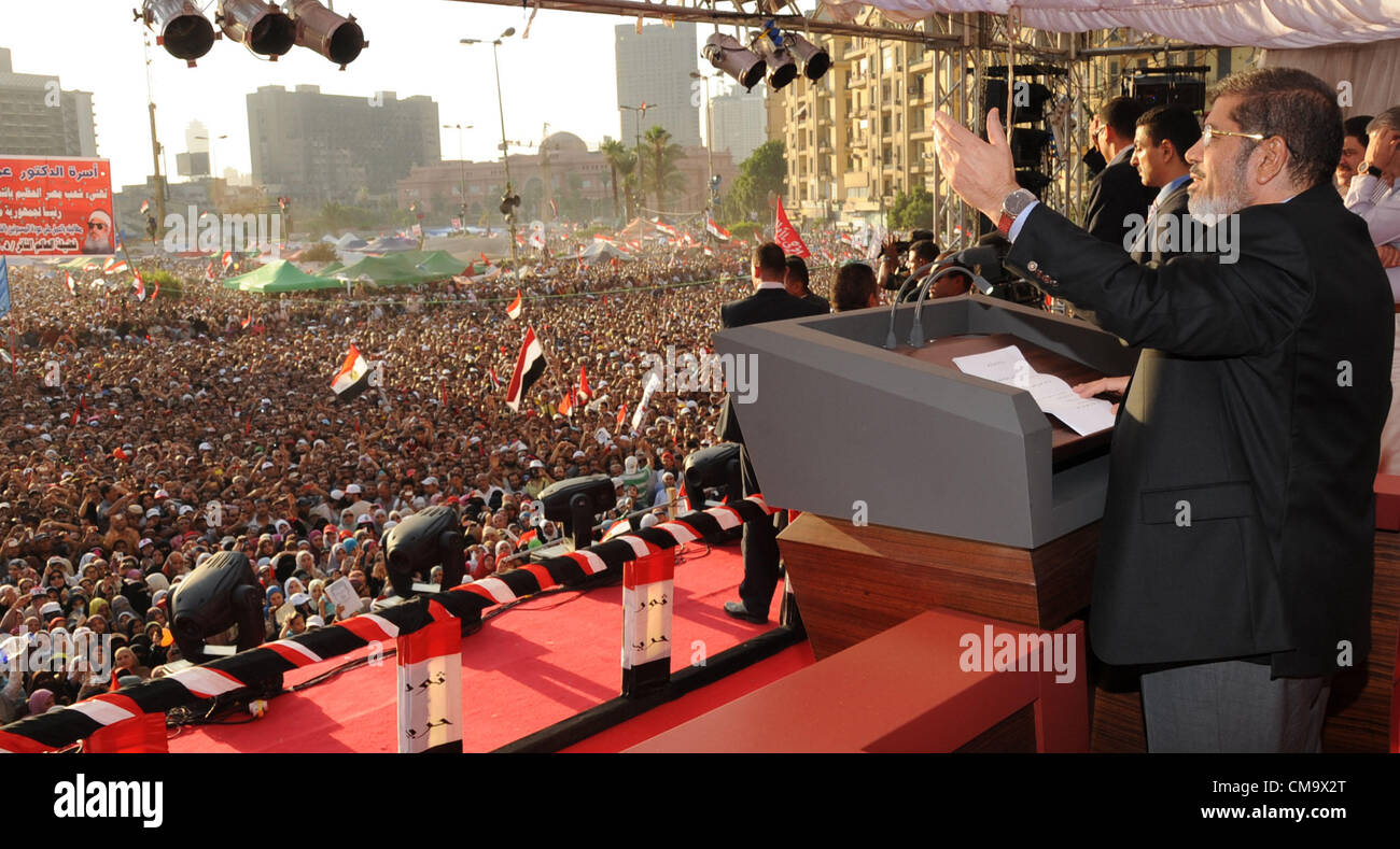 29 June 2012 -- Cairo, Egypt -- Egyptian President elect Mohamed Mursi ...