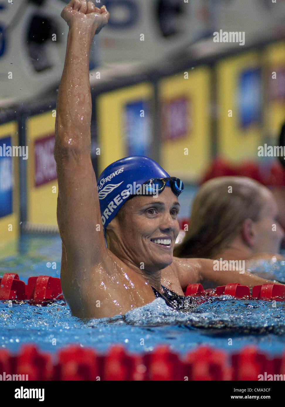 Omaha, Nebraska, USA - Dara Torres reacts after finishing the heat two ...