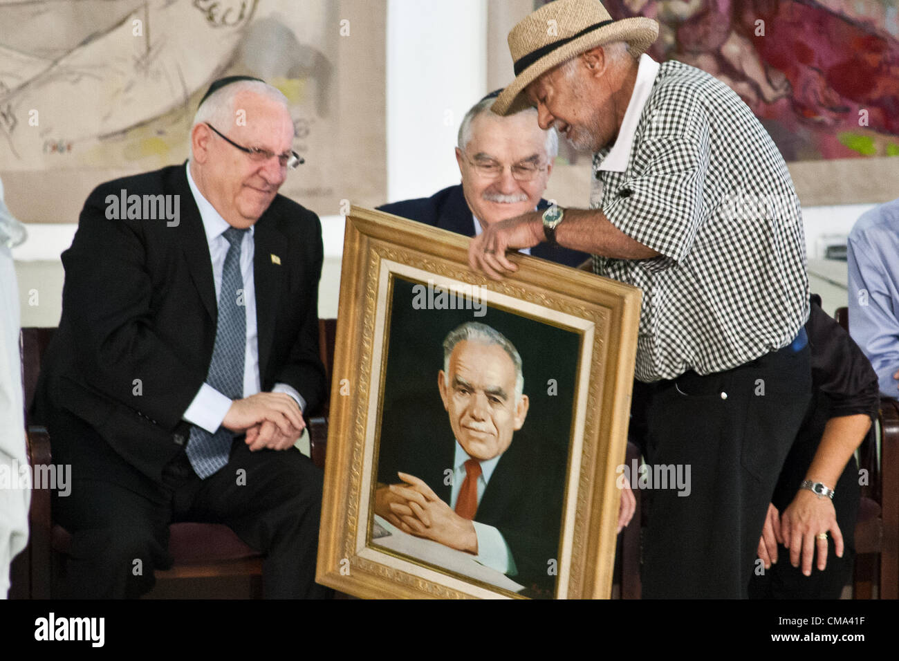 Visitor Uzi Broshi (R), long time friend of former PM and Head of ...