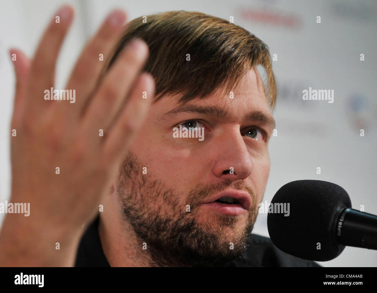 Director Rafael Ouellet gestures before the screening of his film ...