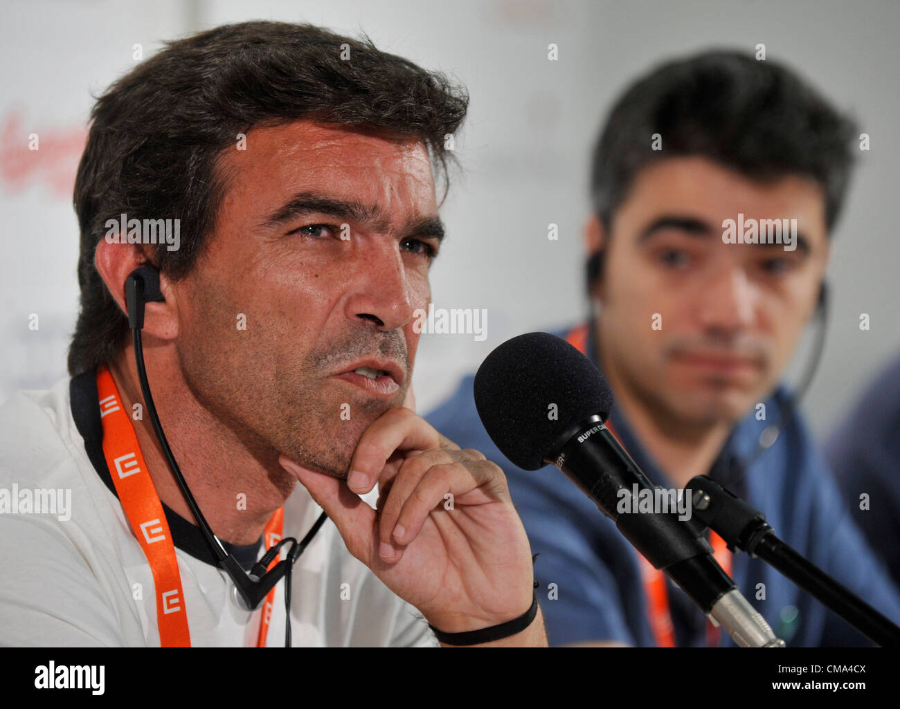 Director Rodrigo Areias, right, and actor Victor Correia speak to the ...