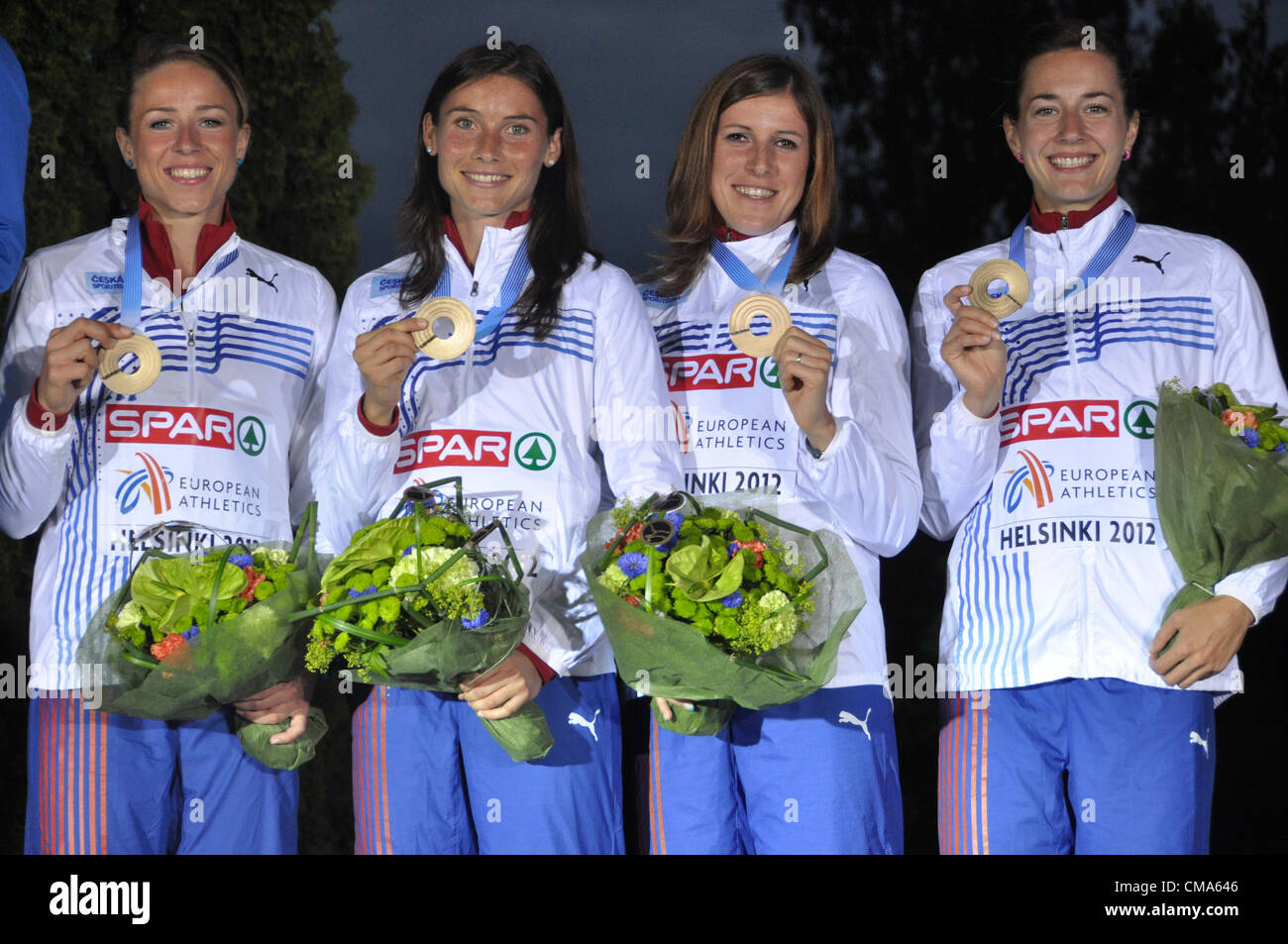 Czech athletes Zuzana Bergrova (left to right), Jitka Bartonickova ...