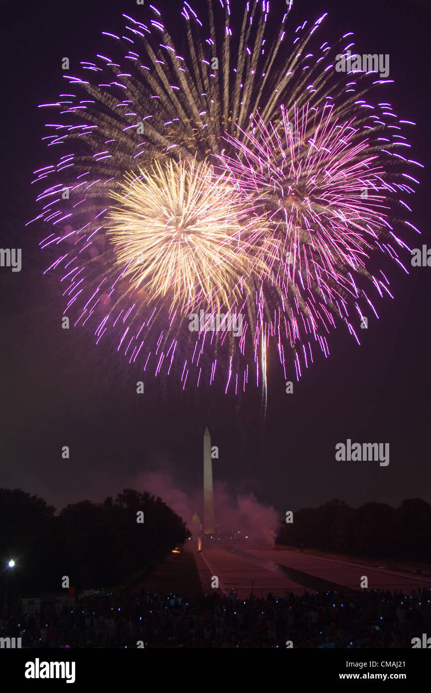 Fireworks light up the sky over the Washington Monument, and the U.S ...