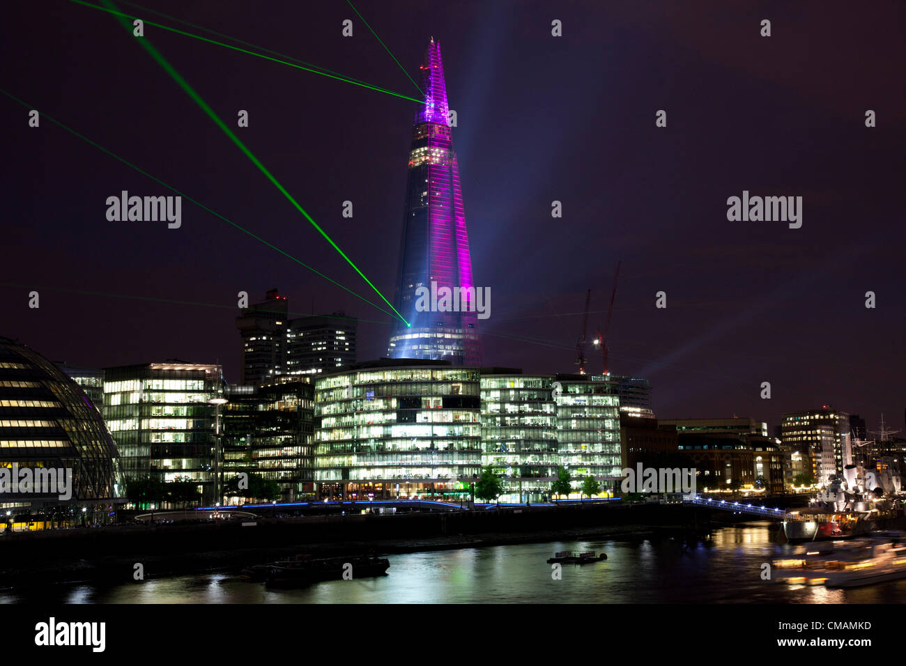 London, England, UK. Thursday 5th July 2012. Inauguration laser light ...