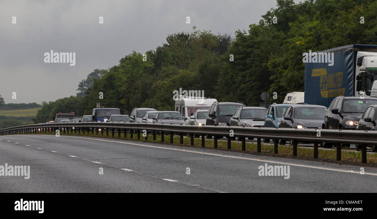 6th July 2012. Northampton UK. Traffic queues on the A43 from the MI ...