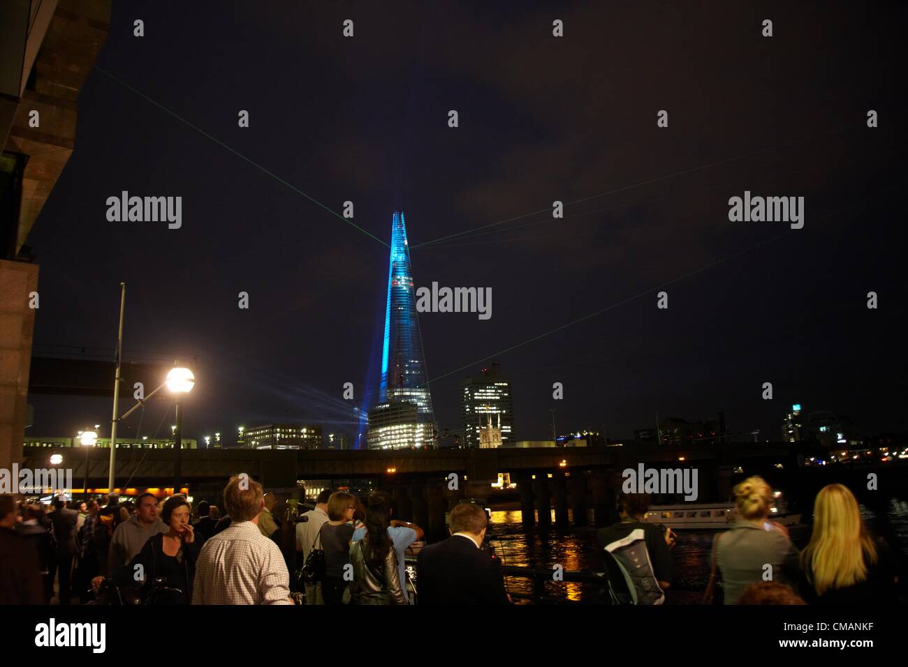 London UK. Thursday 5th July 2012. Twelve lasers and 30 searchlights ...