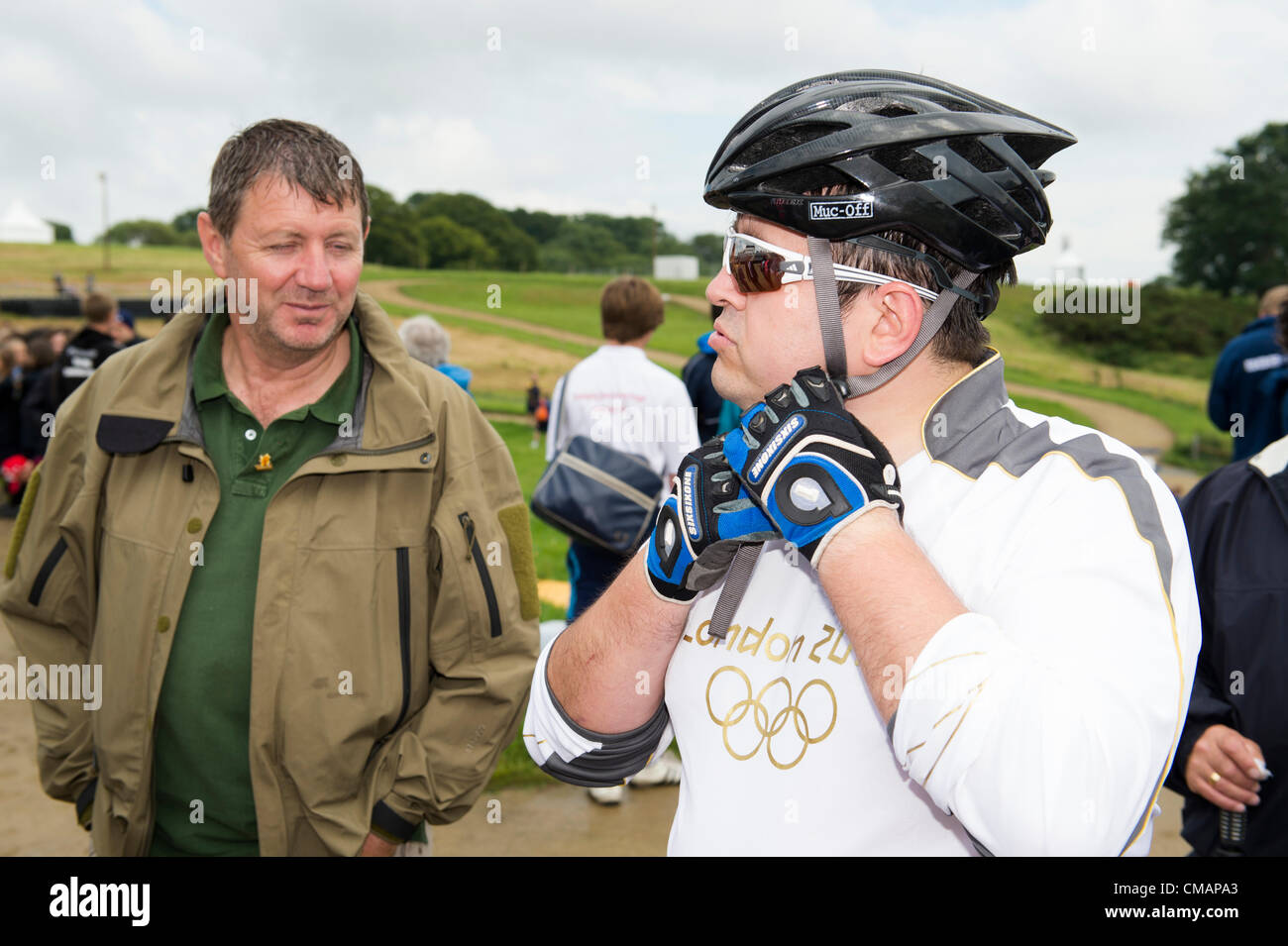 6th July 2012, Hadleigh Farm, Essex. The Olympic Torch passes through ...