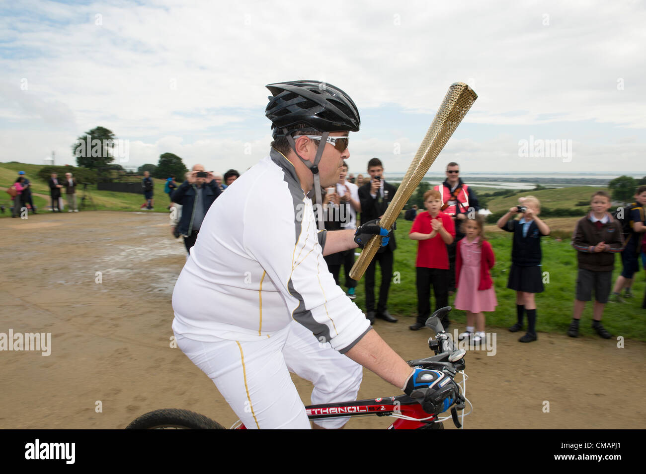 6th July 2012, Hadleigh Farm, Essex. The Olympic Torch passes through ...