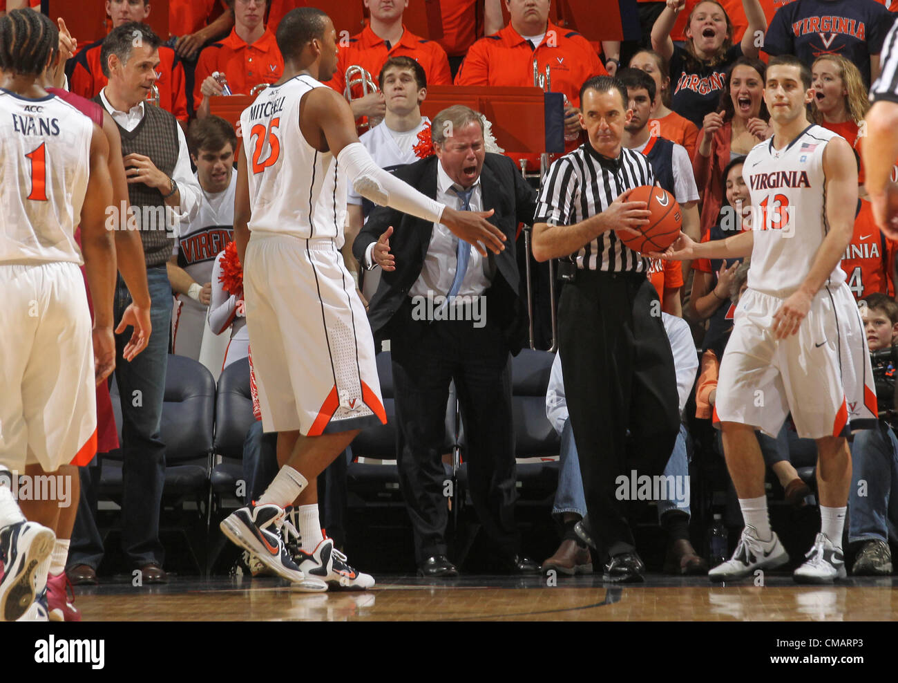 March 1, 2012 - Charlottesville, Va, USA - Virginia Cavalier fans react ...
