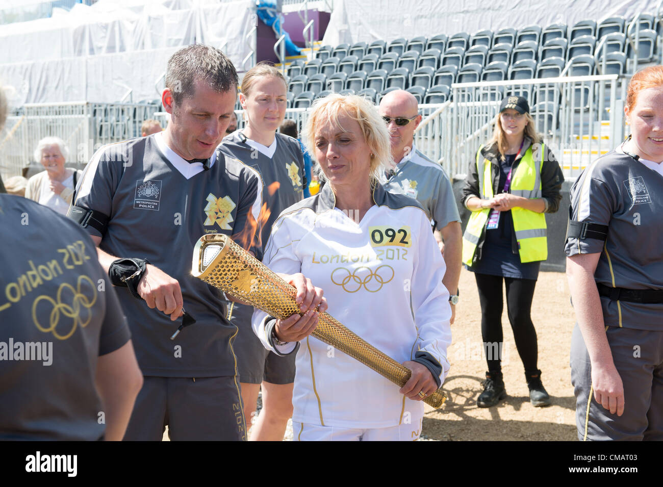 6th July 2012, Hadleigh, Essex, UK. The Olympic Torch passes through ...