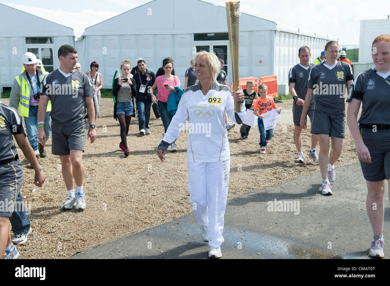 6th July 2012, Hadleigh, Essex, UK. The Olympic Torch passes through ...