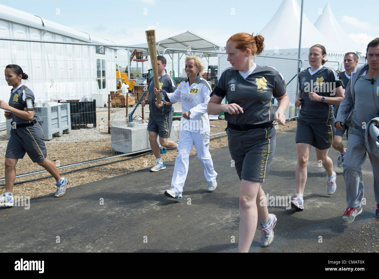 6th July 2012, Hadleigh, Essex, UK. The Olympic Torch passes through ...