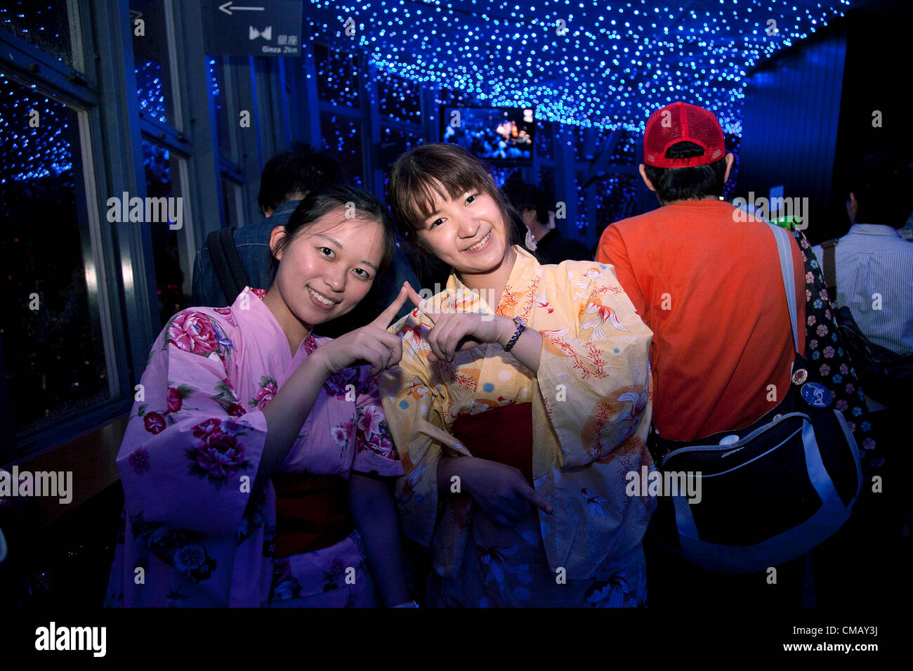 July 7, 2012, Tokyo, Japan – Young Japanese girls wear traditional ...