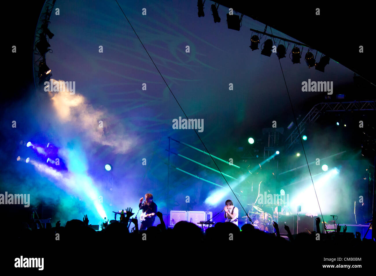The Wombats play the main stage at the Lounge on the Farm festival on ...
