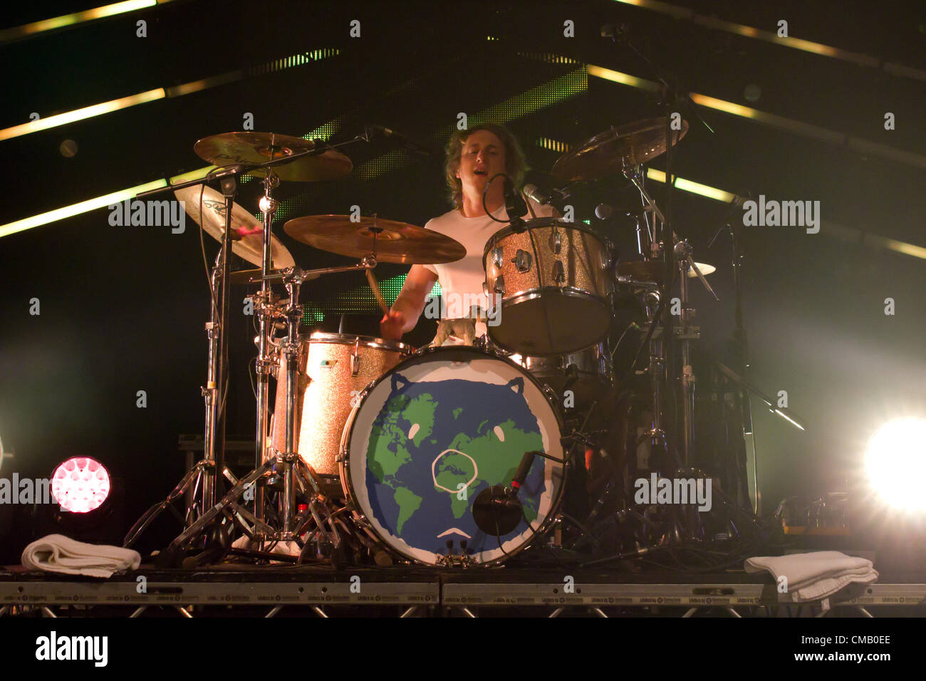 The Wombats play the main stage at the Lounge on the Farm festival on ...