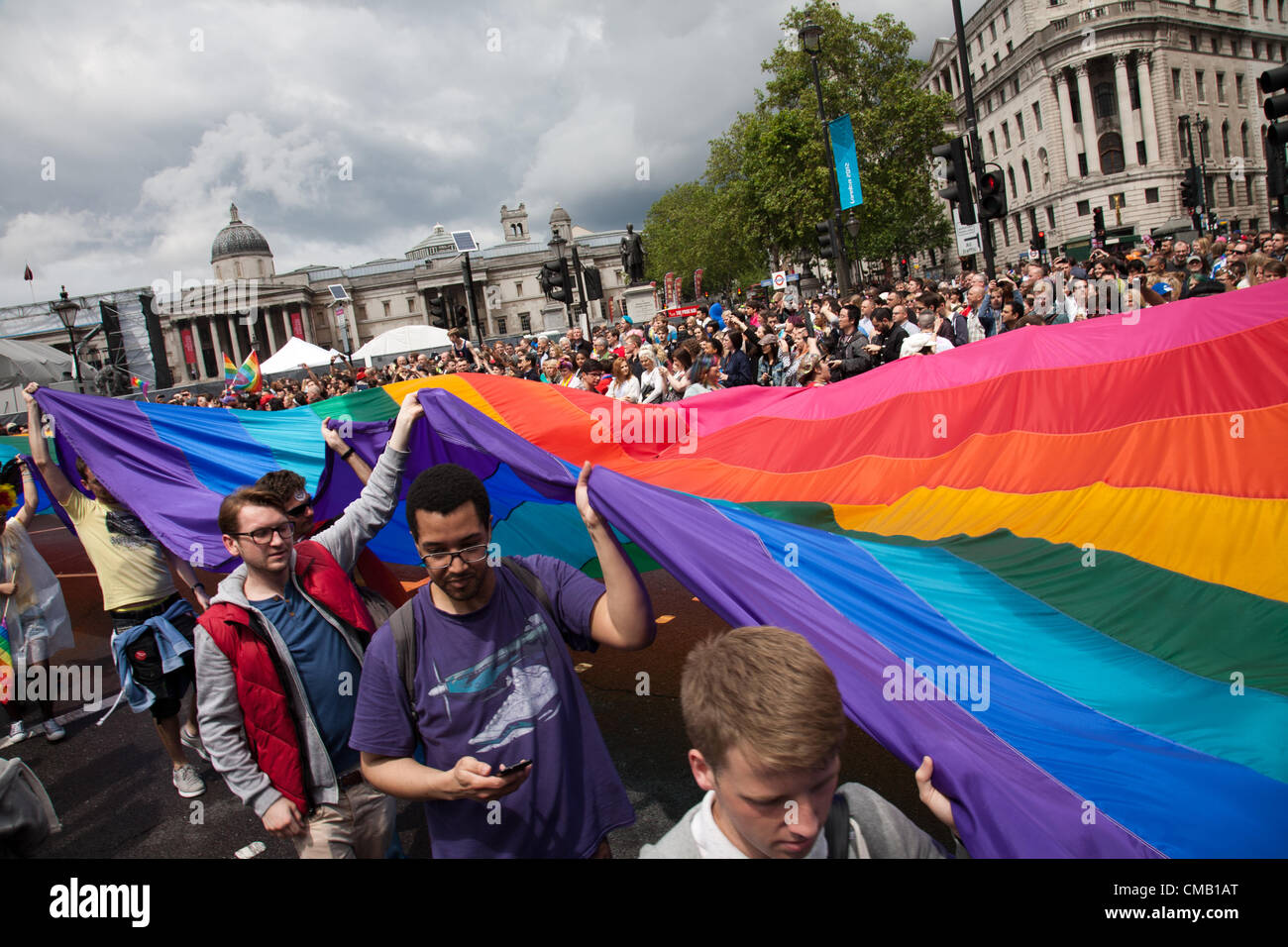 Celebrations during world pride London at Trafalgar Square Stock Photo ...